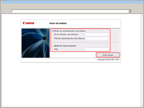 Pantallas de inicio de sesión