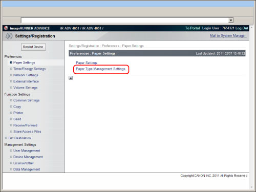 Registering/Editing Custom Paper Types