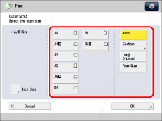 Specifying/Registering Scan Sizes