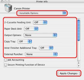 Manually Setting the Printer Options