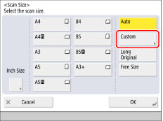 Specifying/Registering Scan Sizes