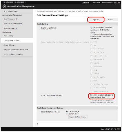 Specifying the Device Preferences Using User Authentication