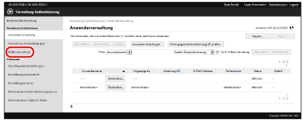 Verwalten von Rollen über die User Authentication