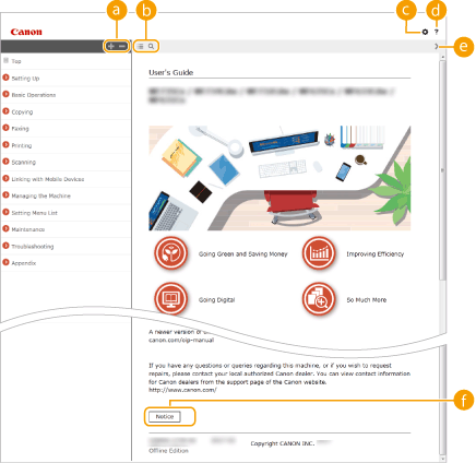 Screen Layout of User's Guide