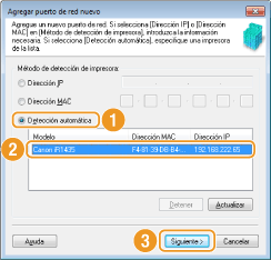 Configuración de los puertos de la impresora