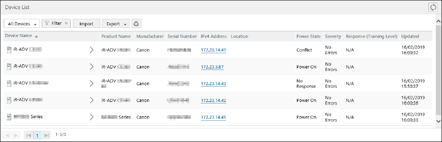 Displaying the Device List