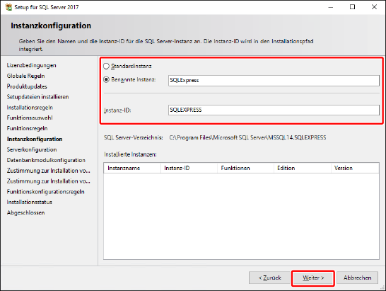 Konfigurieren des SQL-Servers