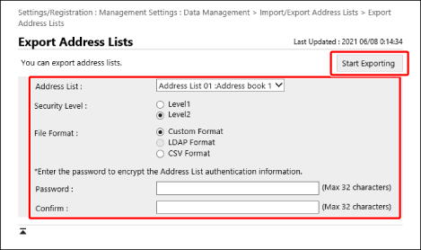 Exporting Address Lists from Devices