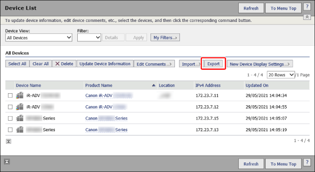 Exporting the Device List
