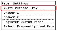 Registering a Frequently Used Paper Size and Type for the Multi-purpose Tray