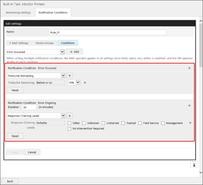 Sending Notification for Printer Monitoring Results