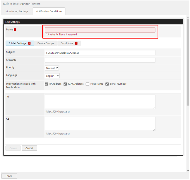 Sending Notification for Printer Monitoring Results